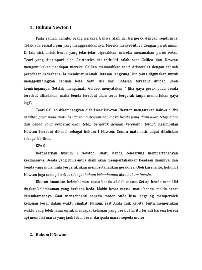 Hukum Newton I | PDF | Filsafat | Metode & Bahan Ajar
