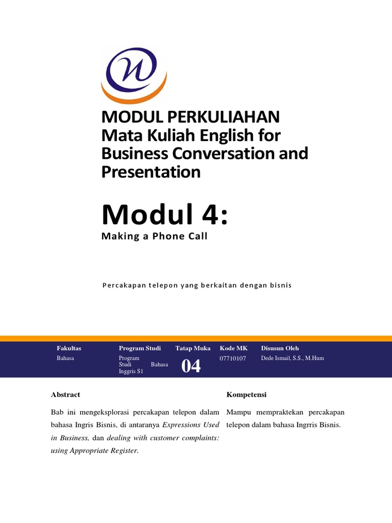 Modul 4-English For Business Conversation and Presentation | PDF ...