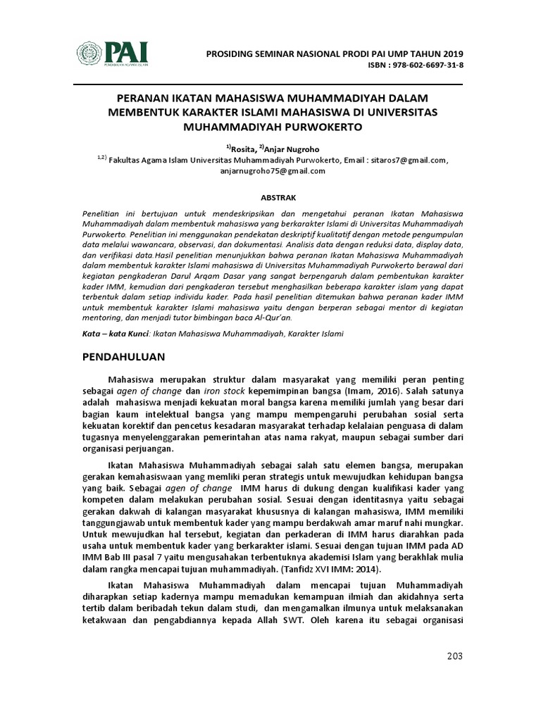 Peranan Ikatan Mahasiswa Muhammadiyah Dalam | PDF