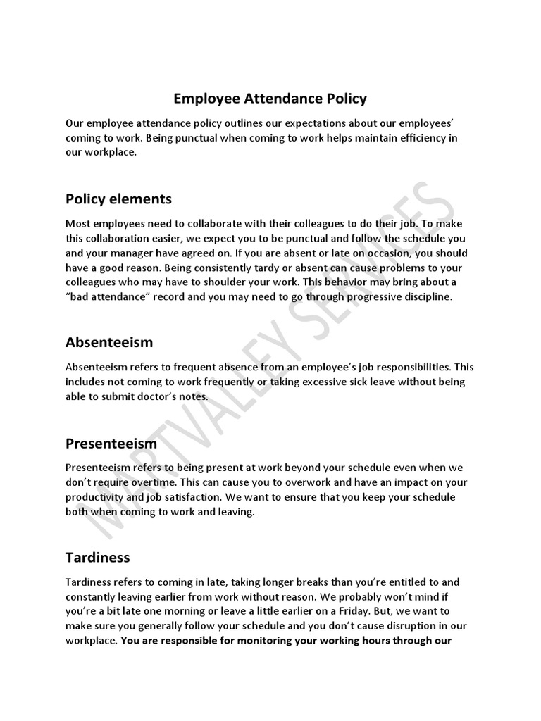 Employee Attendance and Leave Policy | PDF | Economies | Business