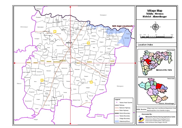 Village Map: Taluka: Newasa District: Ahmednagar | PDF | Remote Sensing ...