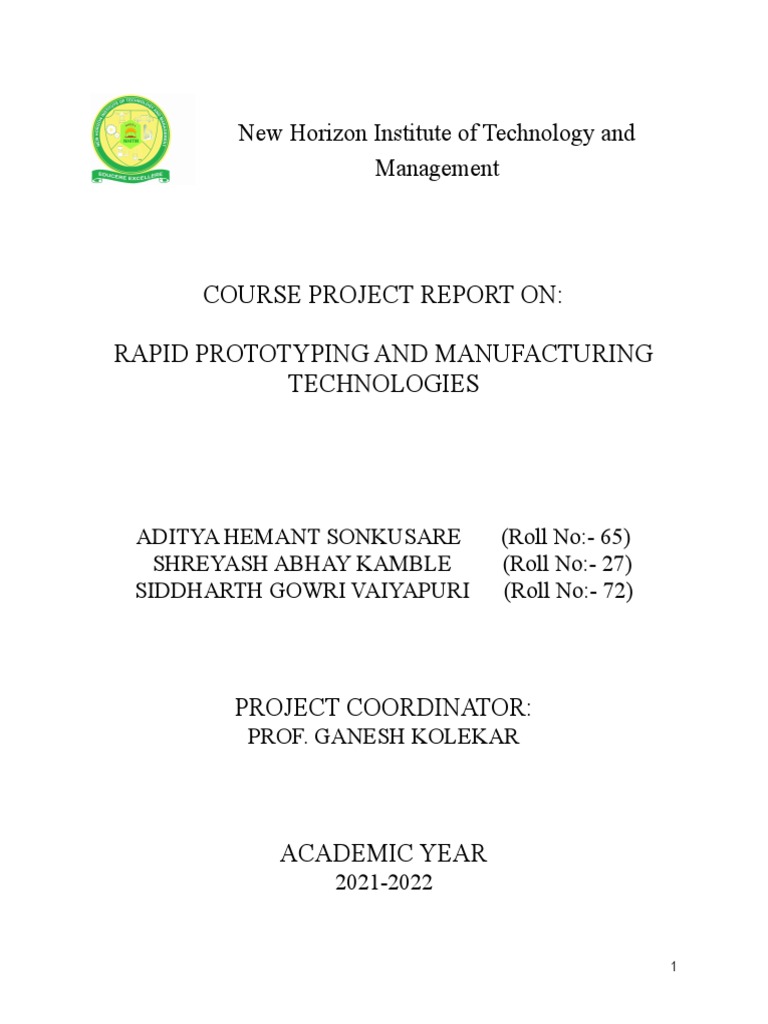 65 Course Project Report | PDF | 3 D Printing | Prototype