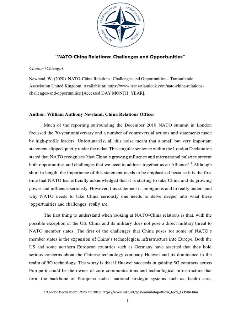 NATO-China Relations: Key Challenges Ahead | PDF | Nato | World Politics