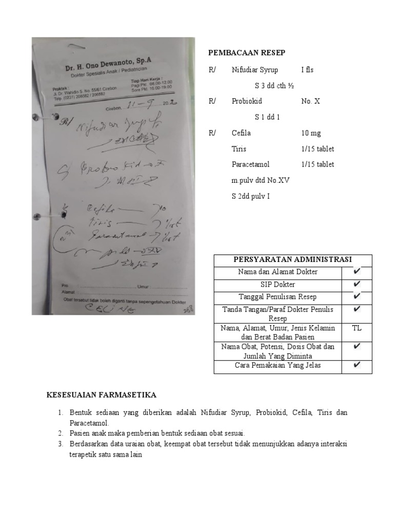 Resep Obat untuk Diare dan TBC Anak | PDF