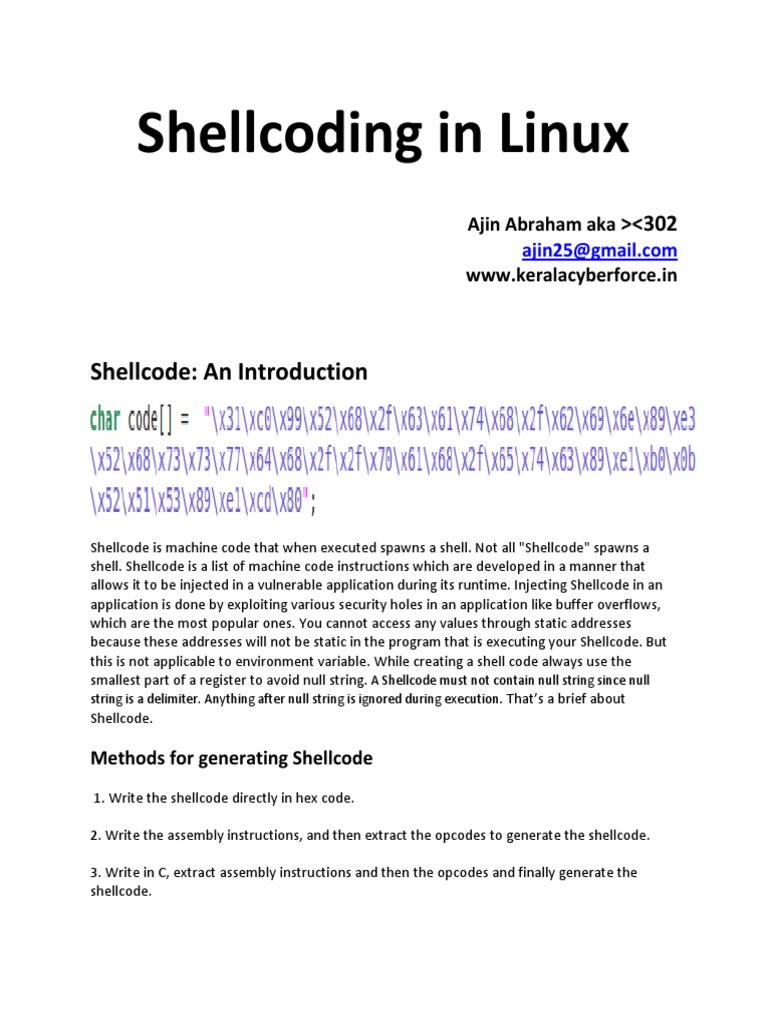 Shellcoding in Linux | Download Free PDF | Assembly Language | Software Development