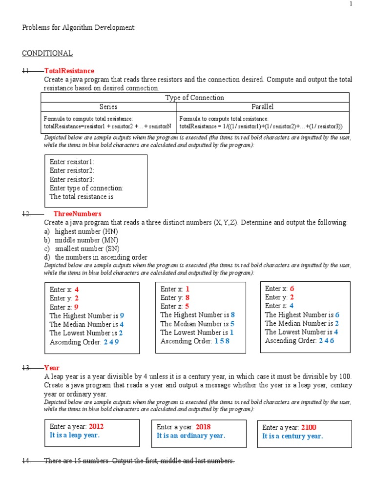 Problems For Algorithm Development | PDF