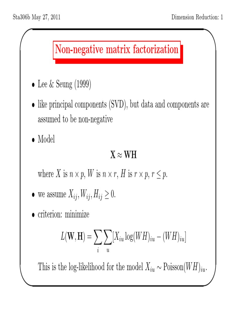 Non-Negative Matrix Factorization | PDF | Principal Component Analysis | Applied Mathematics