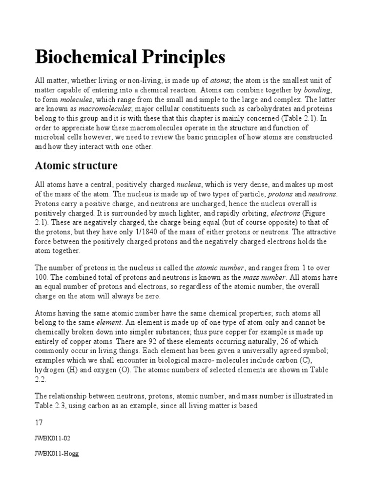 An Introduction to Atomic Structure and Biochemical Principles: The ...