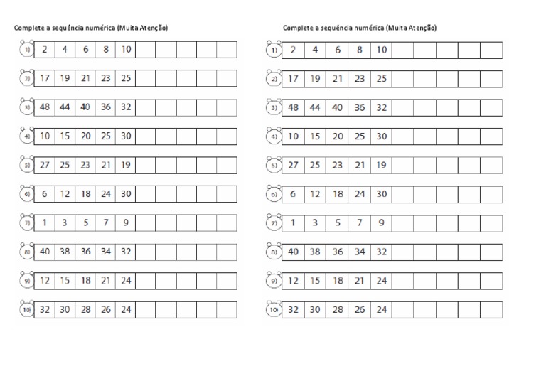 Complete A Sequência Numérica Todos | PDF