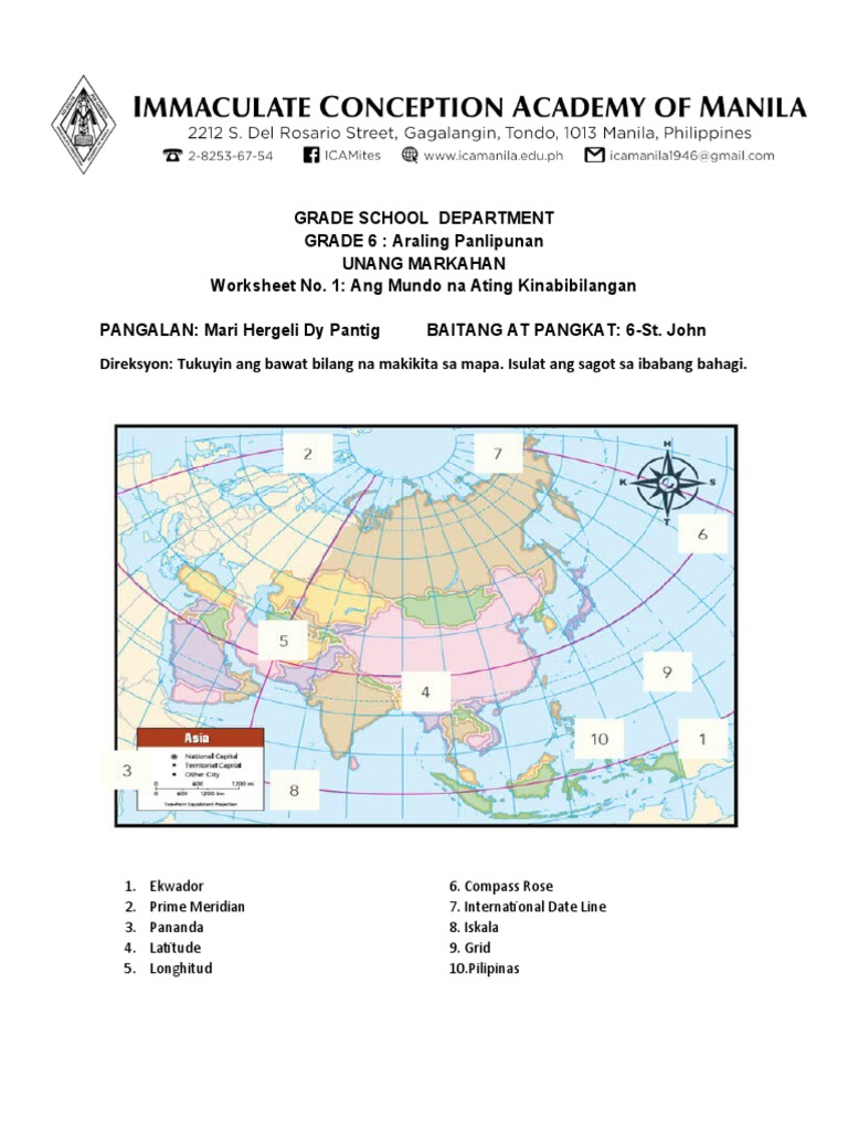 Ekwador 6. Compass Rose 2. Prime Meridian 7. International Date Line 3 ...