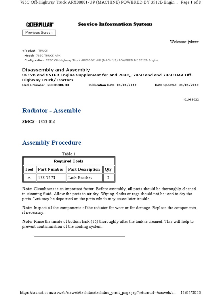 Radiator - Assemble: Previous Screen | PDF | Washing Machine | Machines