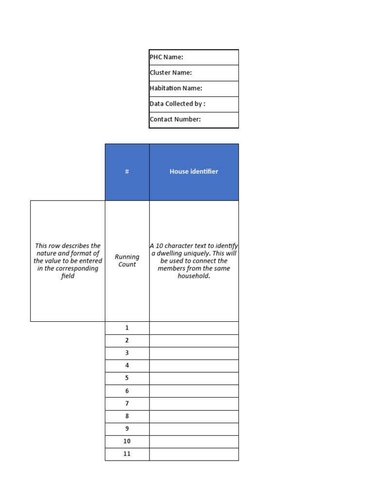 Habitation Household Data Capture Template Ver21.7 | PDF | Medicine ...