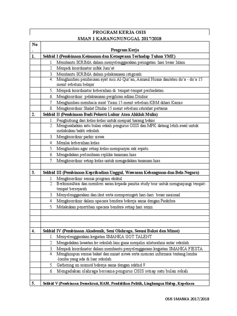 Program Kerja Osis | PDF