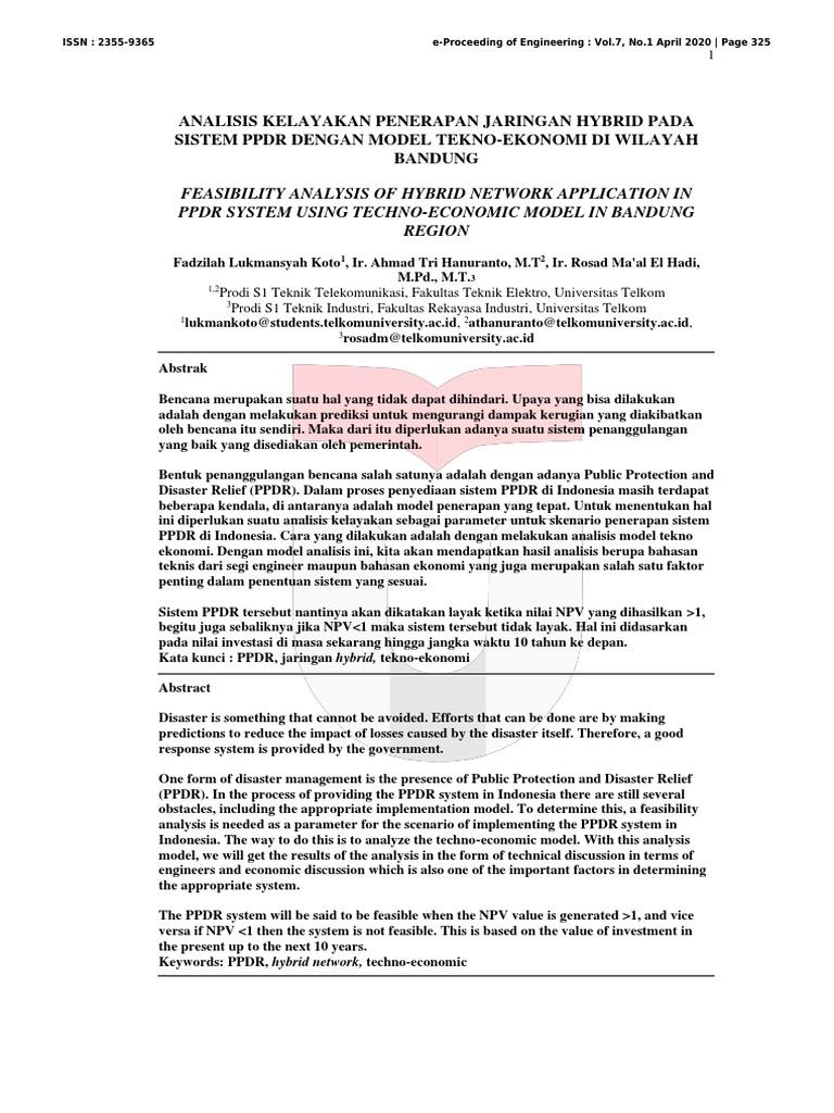 Feasibility Analysis of Hybrid Network Application in PPDR System Using Techno-Economic Model in ...