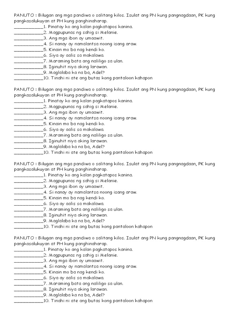 Q2-Week 1 Day 3 - Pagsasanay Filipino 5 | PDF