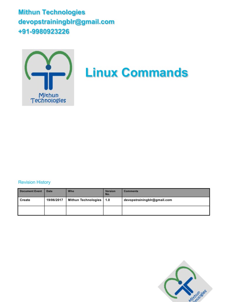 Linux Commands - Mithun Technologies-1 | PDF | Computer File | Computer Engineering
