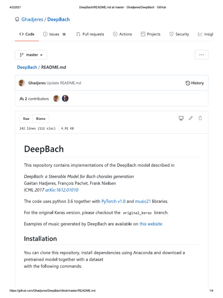 Deepbach Readme | PDF