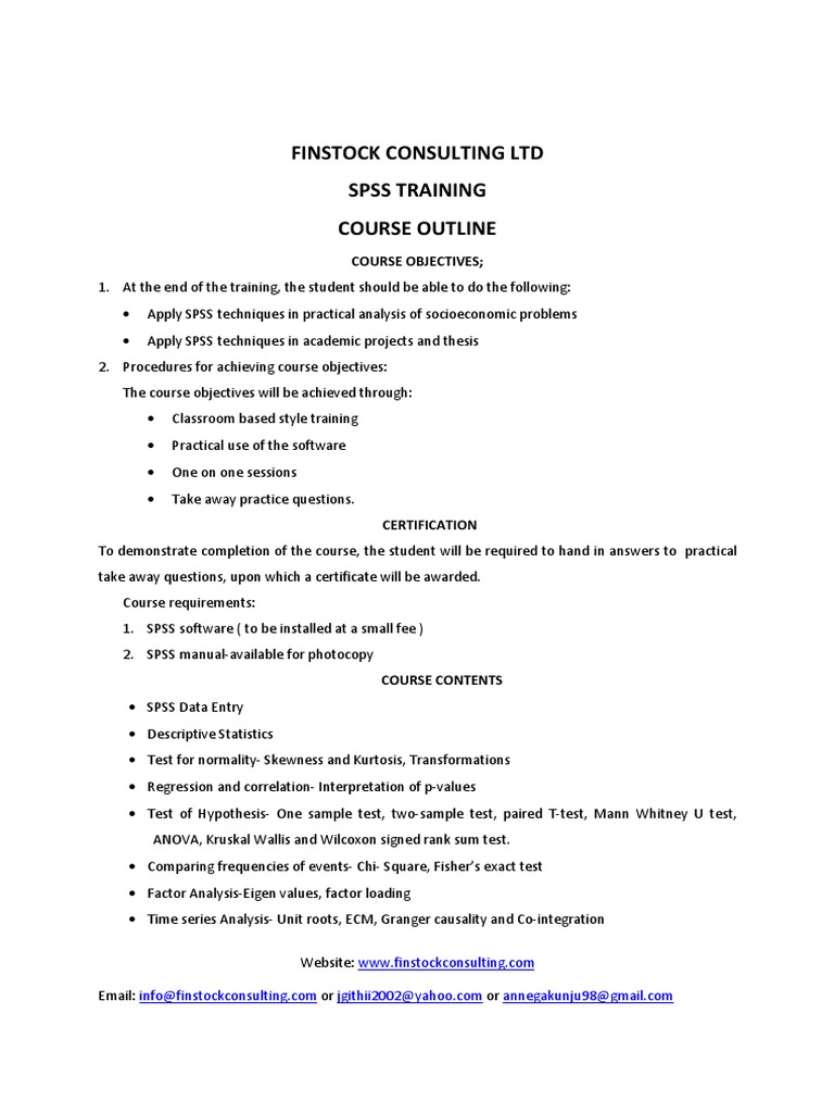 Course Outline | PDF | Statistics | Factor Analysis