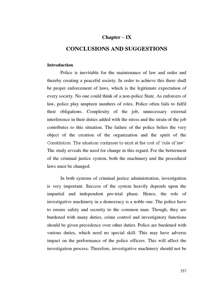 Conclusions and Suggestions: Chapter - IX | PDF | Remand (Detention ...