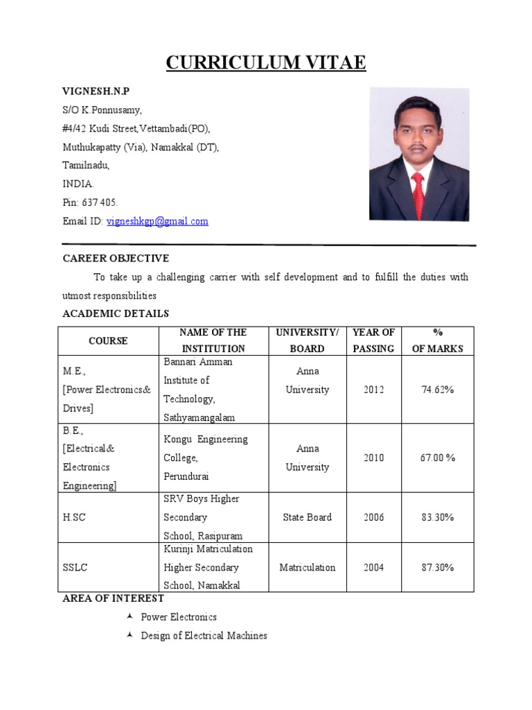 Vignesh CV | PDF | Tamil Nadu | Engineering