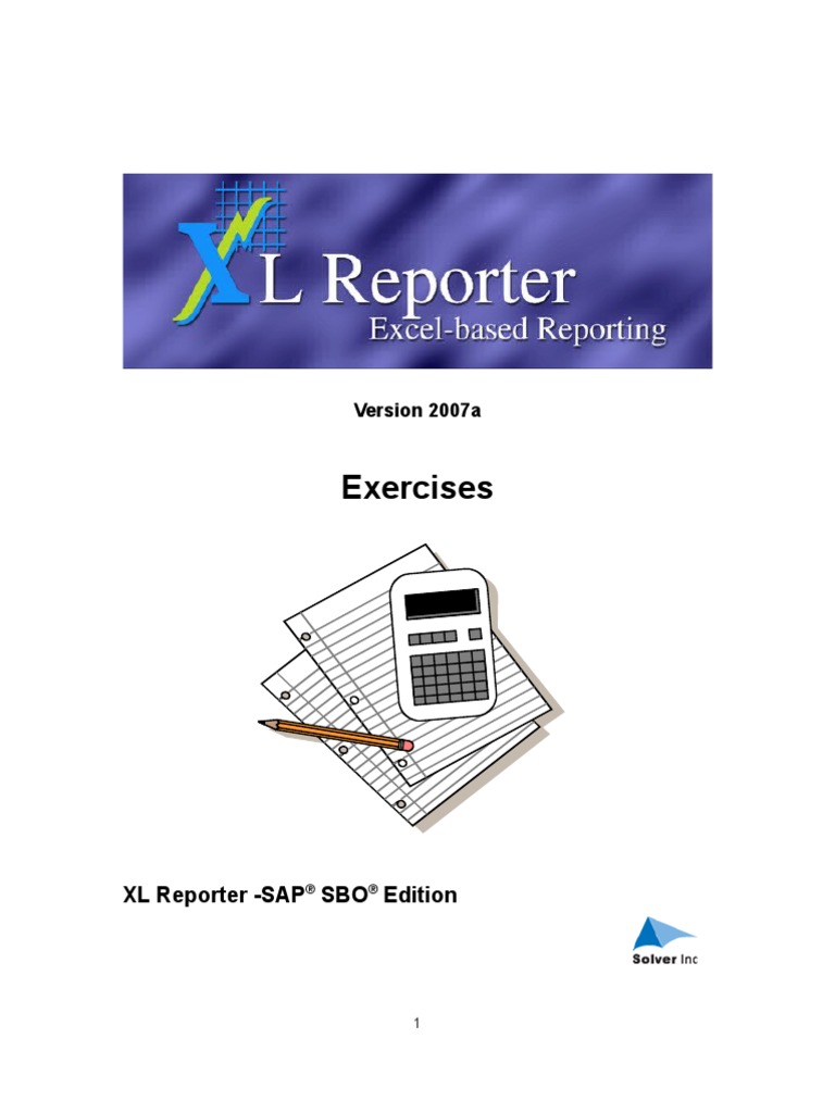 XLR XL Reporter SBO Training Manual | PDF | Microsoft Excel | Spreadsheet