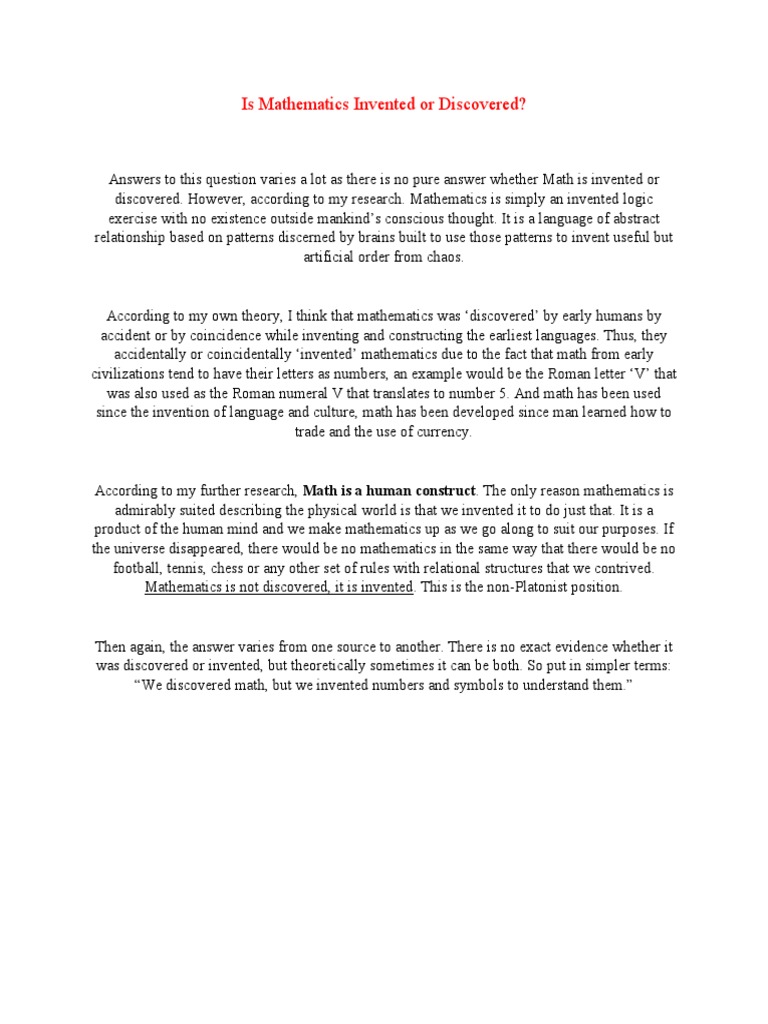 Is Math Invented or Discovered? | PDF