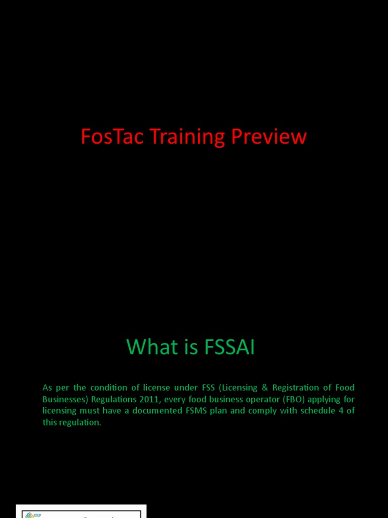 FosTac Food Safety Training Overview | PDF | Foods | Food Safety