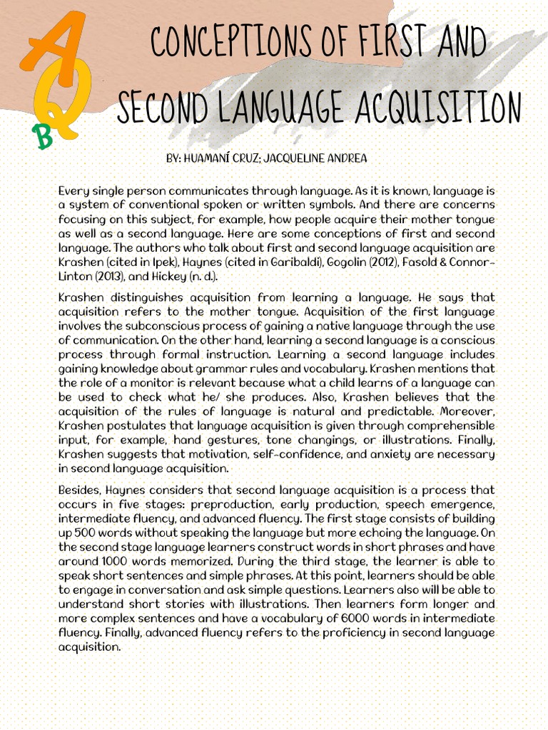 Conceptions of First and Second Language Acquisition-Huamaní Cruz ...