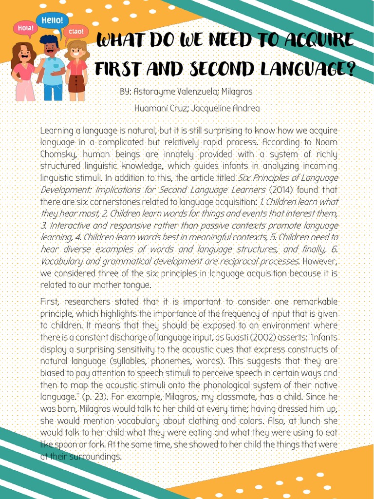 Essay About Six Principles of Language Development-Astorayme, Milagros ...