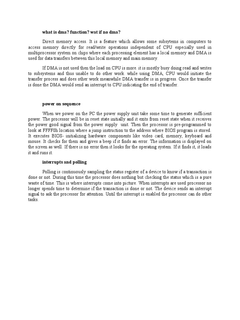 What Is Dma? Function? Wat If No Dma? | PDF | Cpu Cache | Central ...