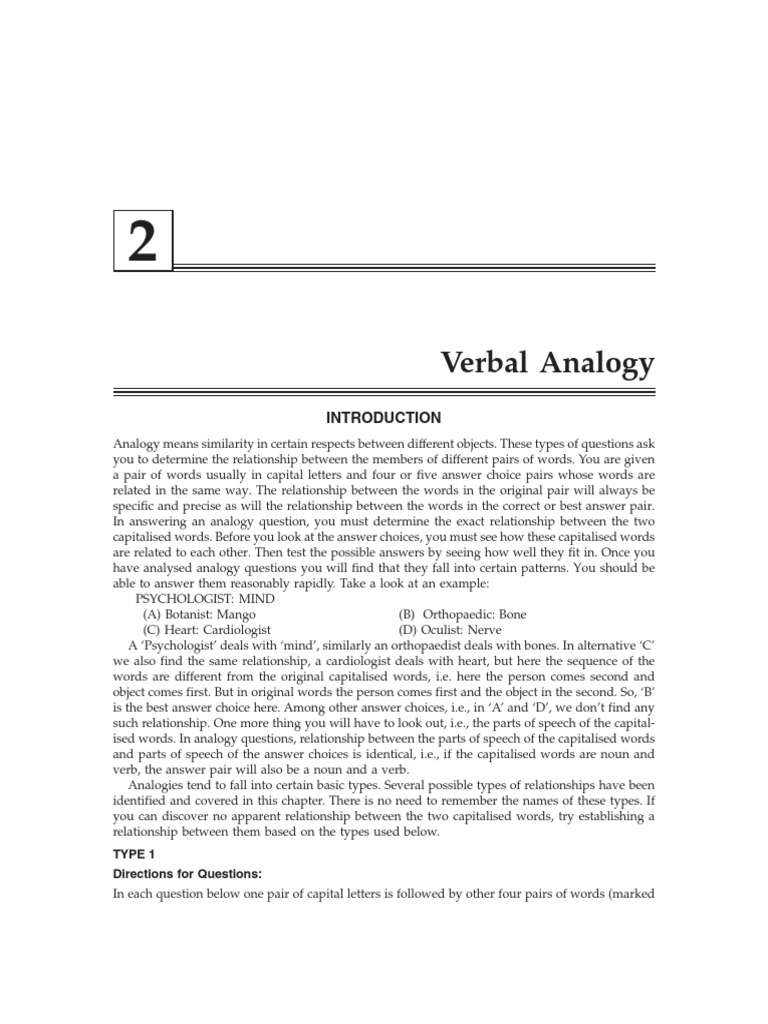 Verbal Analogy: Type 1 Directions For Questions | PDF | Cakes | Letter Case