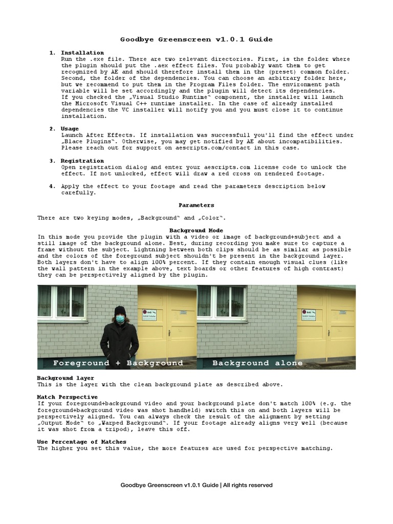 Goodbye Greenscreen Plugin Guide | PDF | Software | Software Development