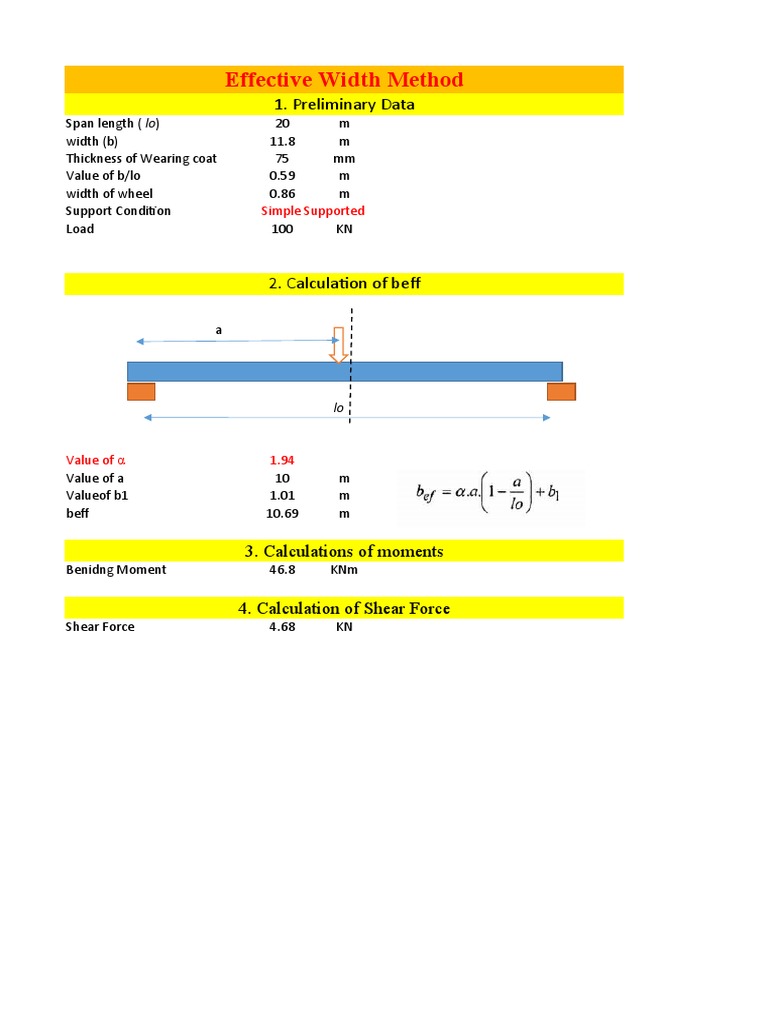 Effective Width Method: 1. Preliminary Data | PDF | Bending | Physics