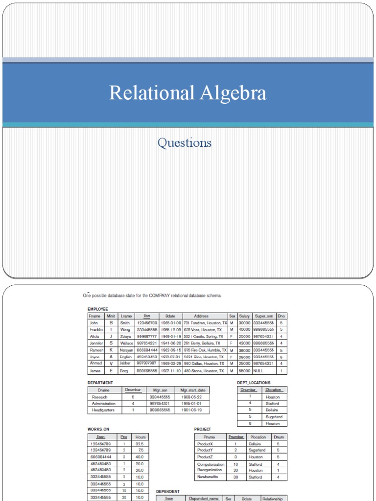 Relational Algebra Questions | PDF