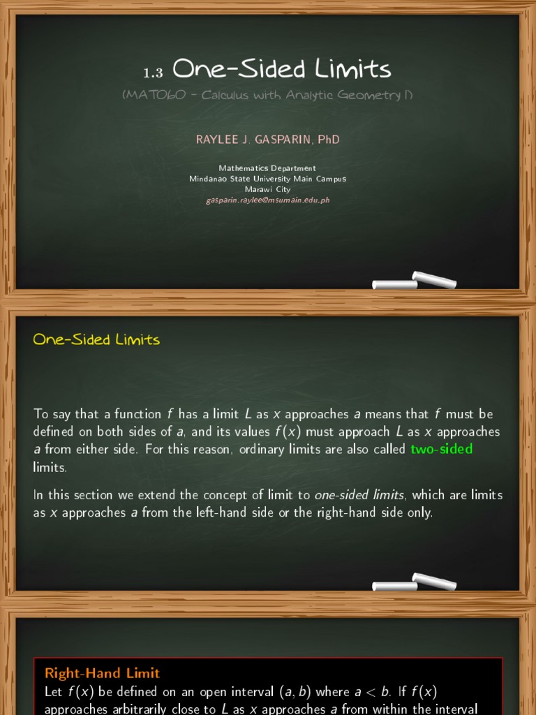 One-Sided Limits: (MAT060 - Calculus With Analytic Geometry I) | PDF ...