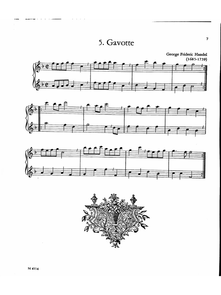 G. F. Handel Gavotte Blanca 52 Clase 4 | PDF