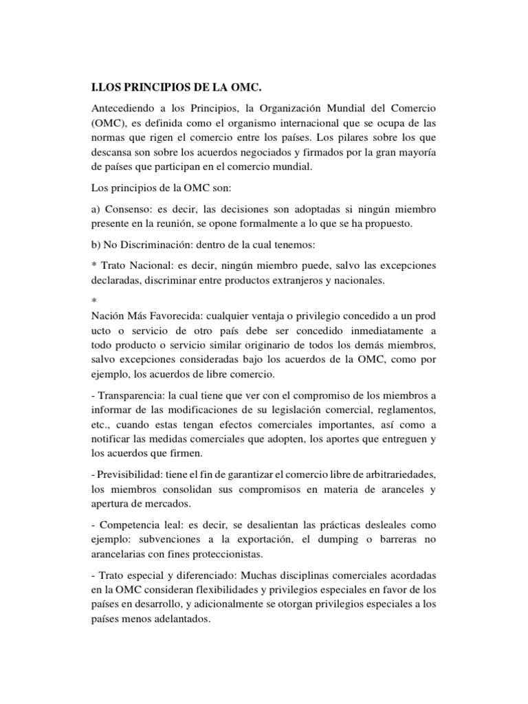 Principios de Omc | PDF | Organización de Comercio Mundial | Arancel