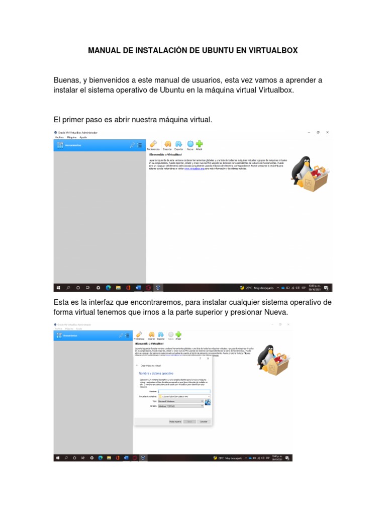Manual de Instalación de Ubuntu en Virtualbox | PDF | Ventana (informática) | Software