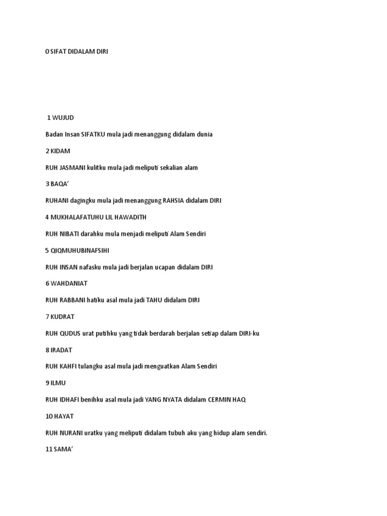 10 Sifat DLM DIRI | PDF