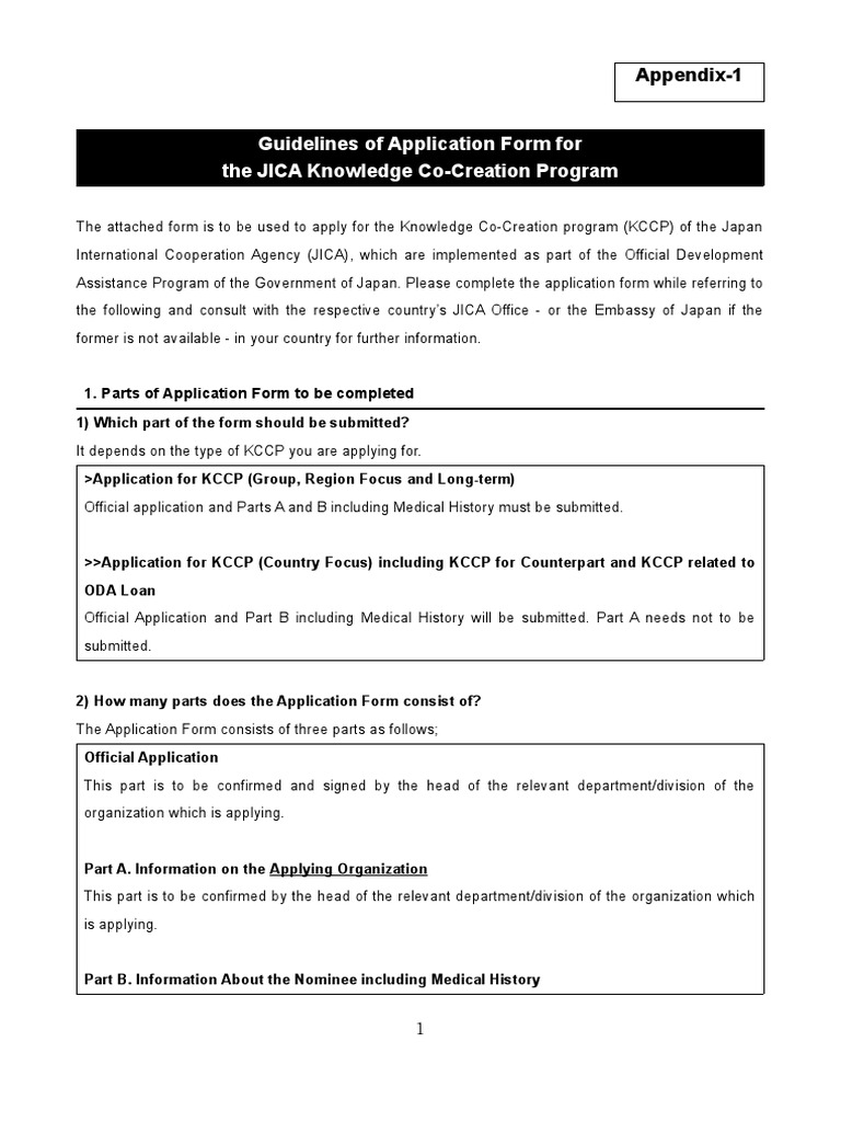 Guidelines of Application Form For The JICA Knowledge Co-Creation ...
