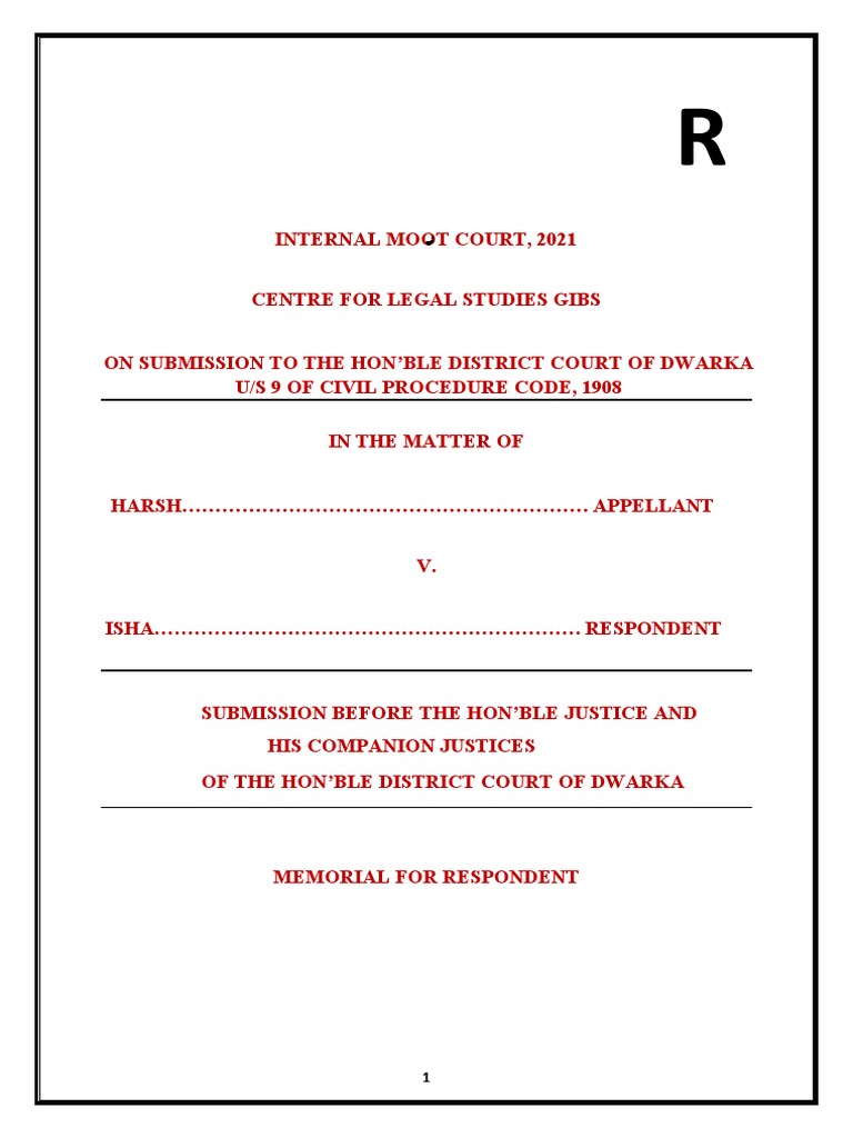 Moot Court Memo | PDF | Lawsuit | Offer And Acceptance