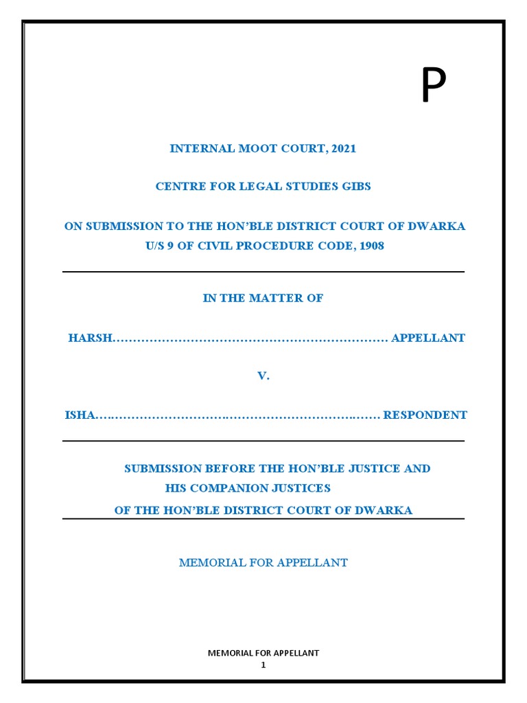 Moot Court Memo For Plaintiff | PDF | Lawsuit | Crime & Violence