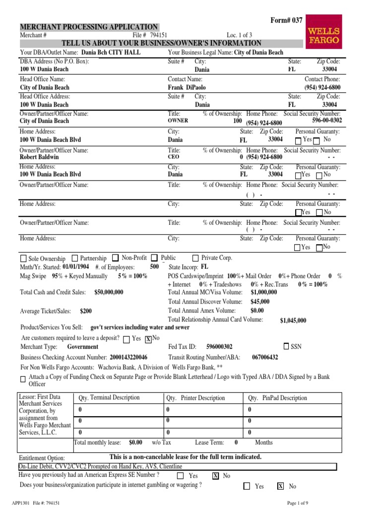 Form# 037 Merchant Processing Application Tell Us ... | PDF | Payment ...