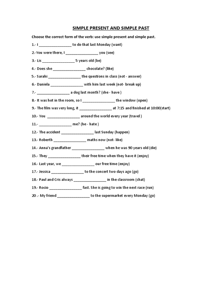 Simple Present and Simple Past | PDF | Language Arts & Discipline ...