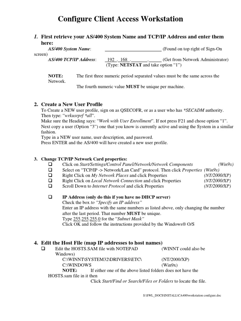 AS/400 Client Access Workstation Setup | PDF | Internet Protocol Suite ...