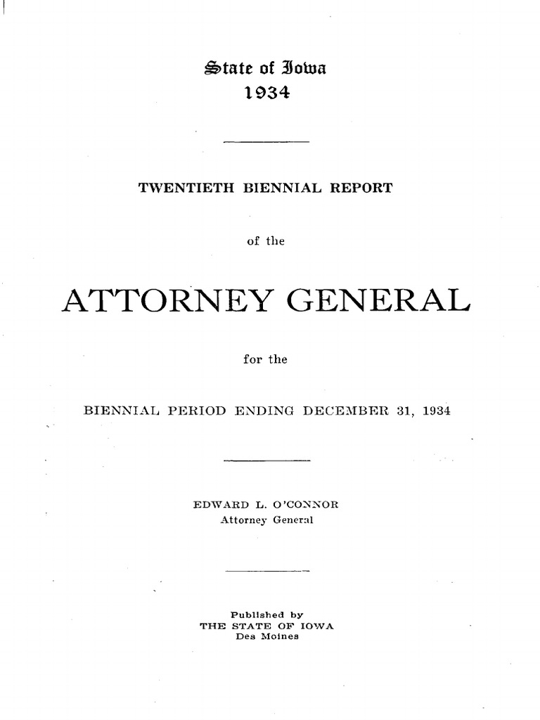 Twentieth Biennial Report of the Attorney General of Iowa Covering ...