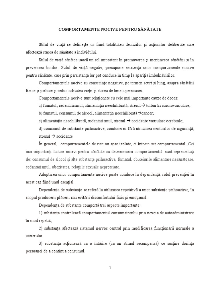 CURSUL 5-Comportamente Nocive Pentru Sănătate I | PDF