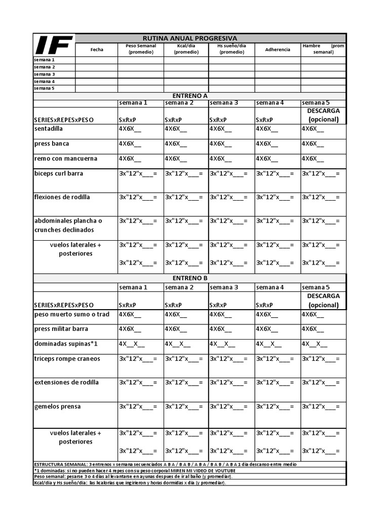 Rutina Anual Progresiva | PDF