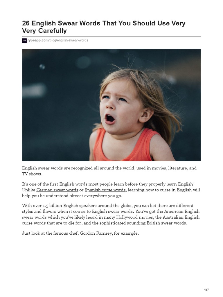 26 English Swear Words That You Should Use Very Very Carefully | PDF ...