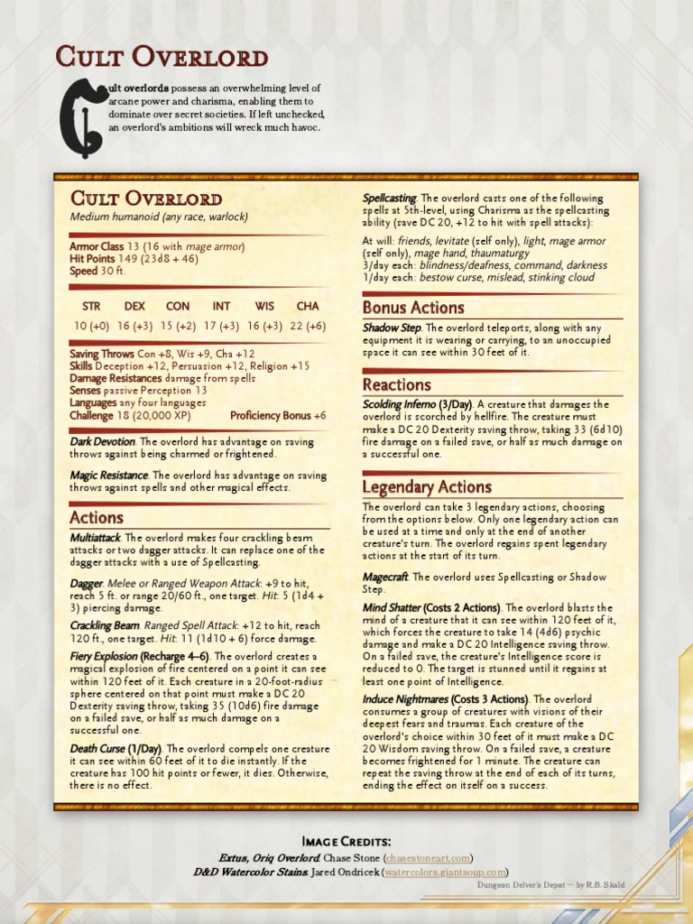 (NPC) Cult Overlord - GM Binder | PDF | Role Playing Games